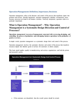 operations management.docx | Business Operations | Business