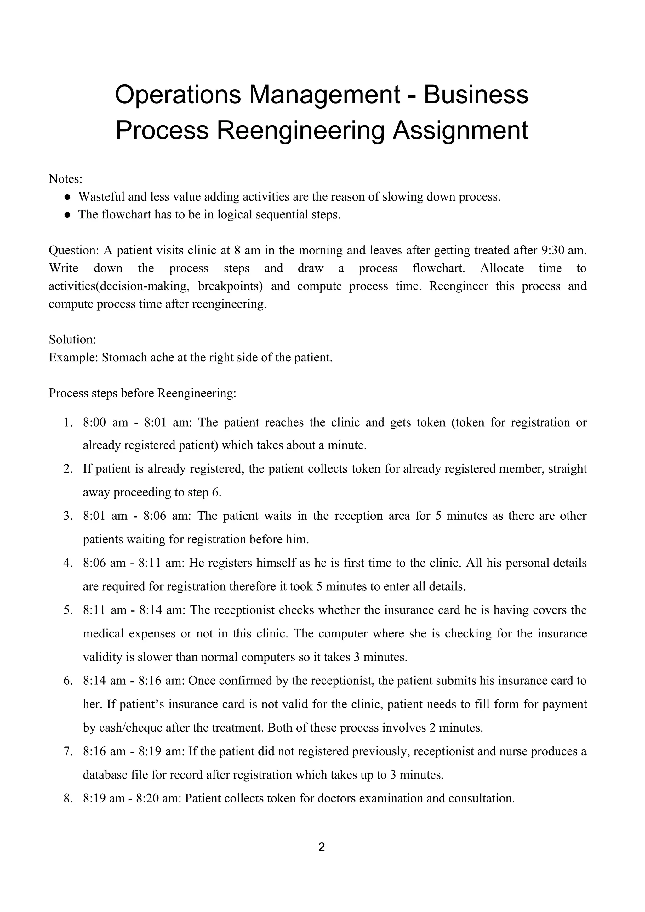 Operations Management - Business Process Reengineering - Example | PDF