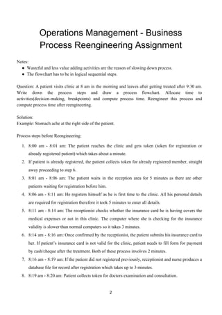 Operations Management - Business Process Reengineering - Example | PDF