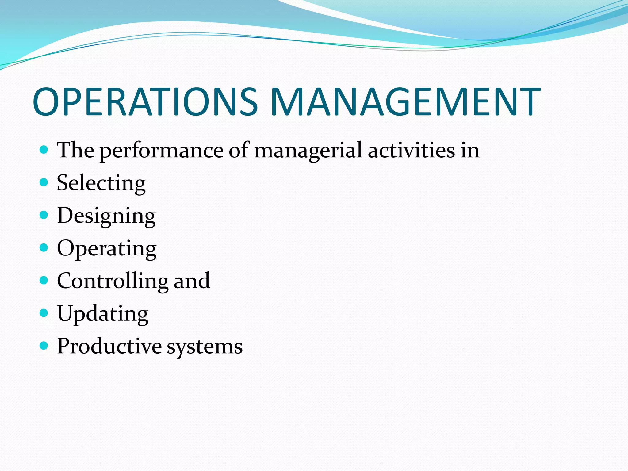 Operations management overview | PPT