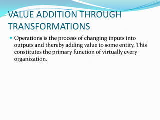 Operations management overview | PPTX | Business | Business and Finance