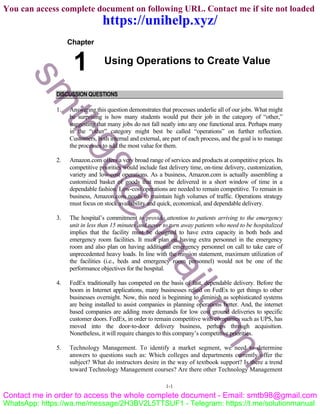 Operations Management: Answers to Problems (11th Edition) by Krajewski and Malhotra | PDF