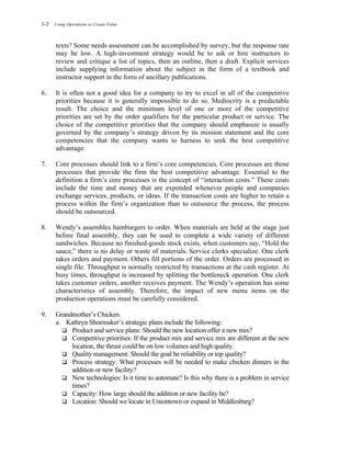 Operations Management: Answers to Problems (11th Edition) by Krajewski and Malhotra | PDF