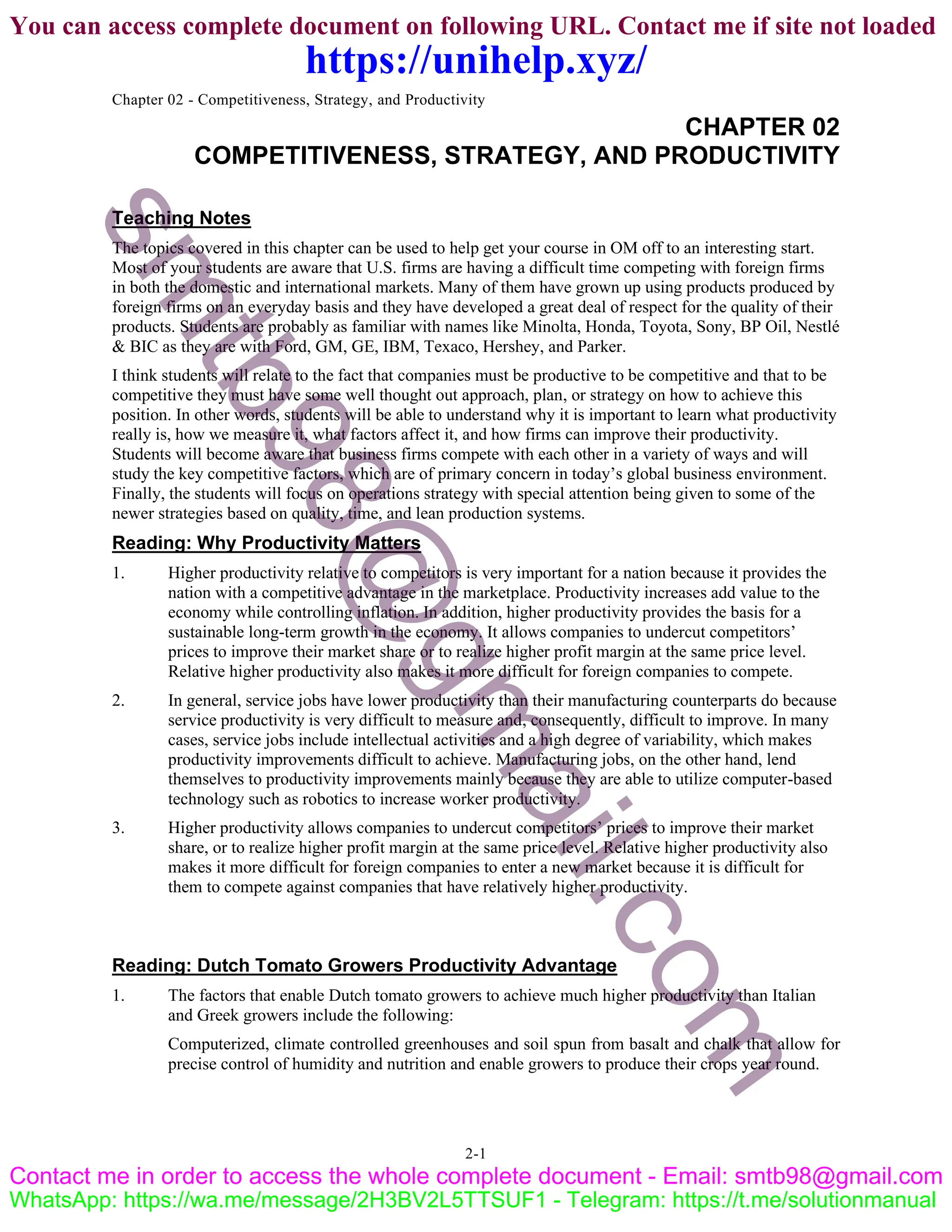 Solutions for Exercises in Operations Management, 13th Edition (William ...