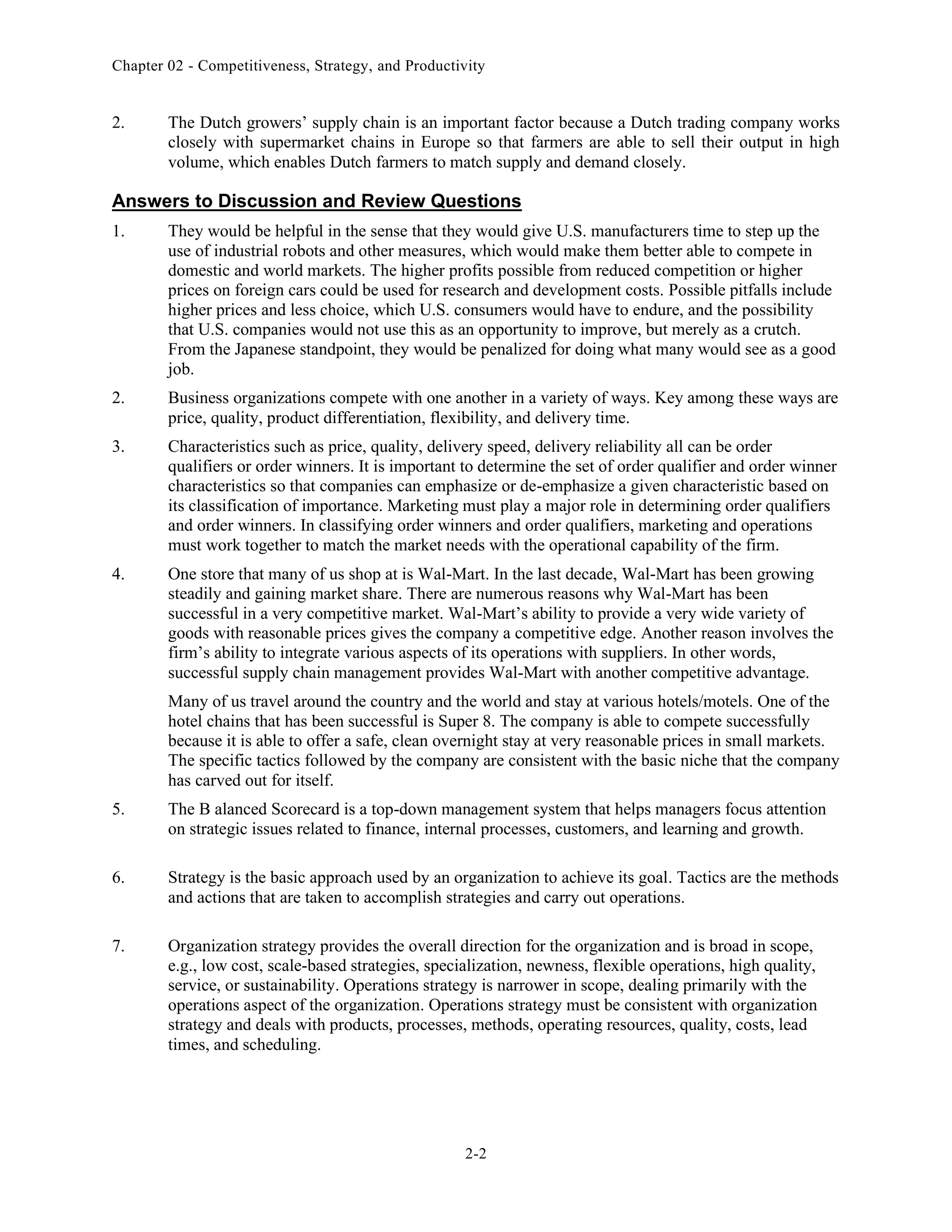 Solutions for Exercises in Operations Management, 13th Edition (William ...