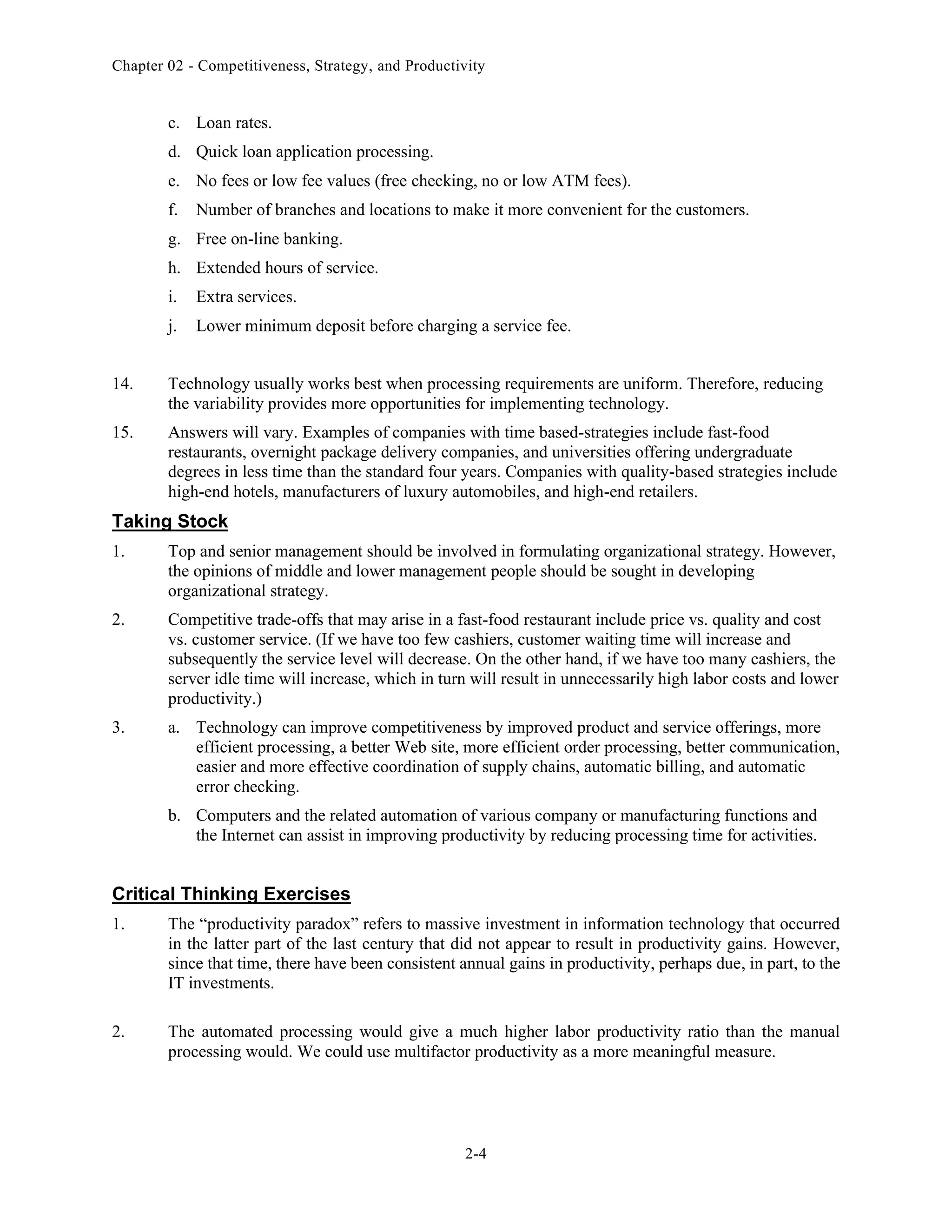 Solutions for Exercises in Operations Management, 13th Edition (William ...