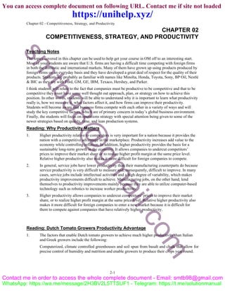 Solutions for Exercises in Operations Management, 13th Edition (William ...