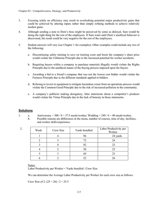 Solutions for Exercises in Operations Management, 13th Edition (William ...