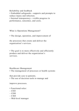 Operations Management A CEO Checklist for High-Value H.docx ...