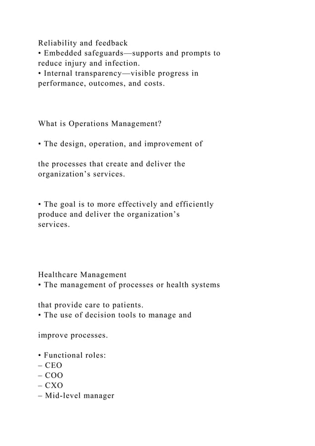 Operations Management A CEO Checklist for High-Value H.docx