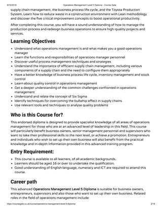 Operations Management Level 5 Diploma - Course Gate | PDF | Business ...