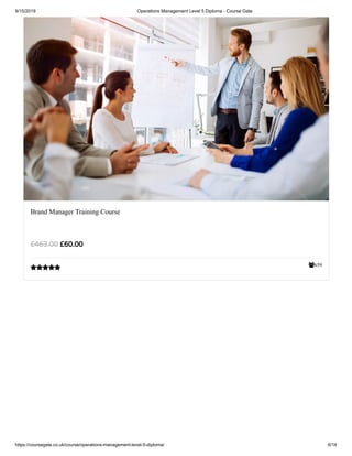 Operations Management Level 5 Diploma - Course Gate | PDF | Business ...