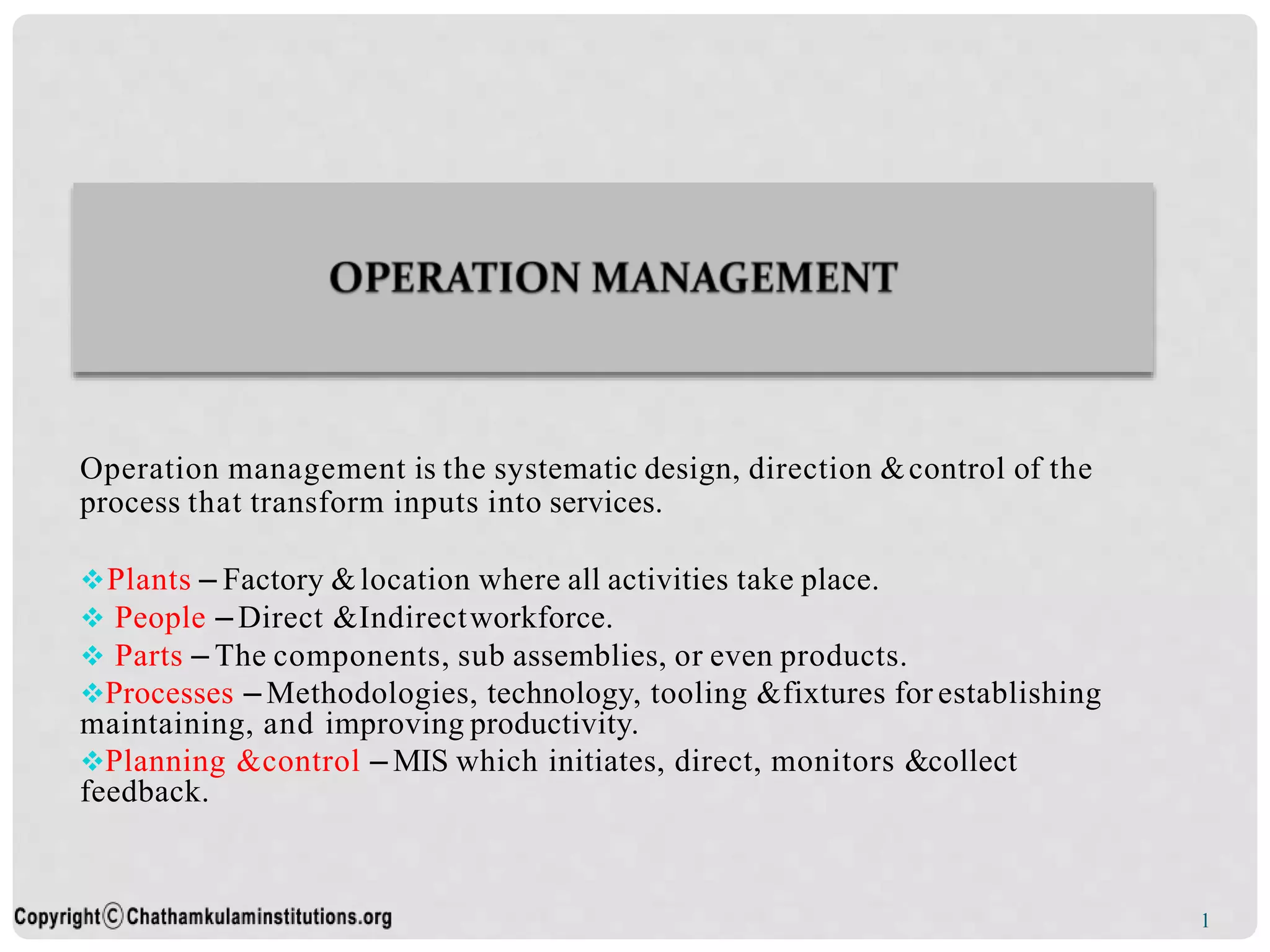 Operations management module 1 ( calicut university ) | PPTX