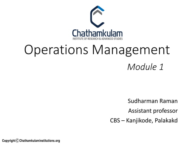 Operations management module 1 ( calicut university ) | PPTX