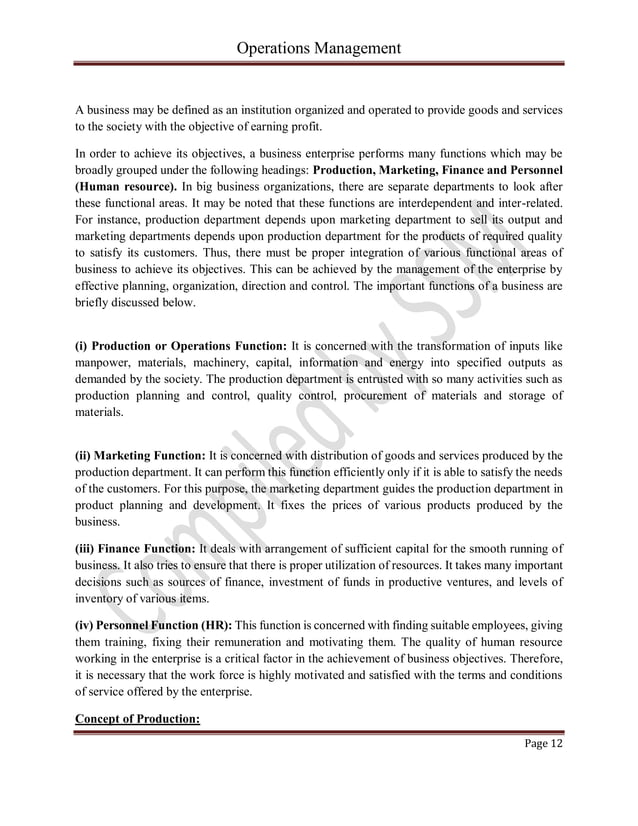 Operations management notes | PDF