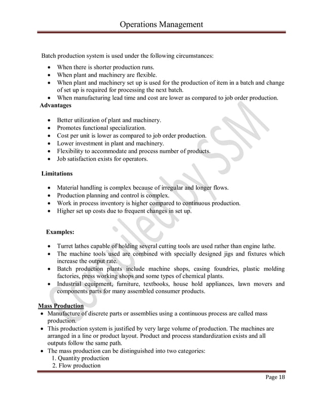 Operations management notes | PDF