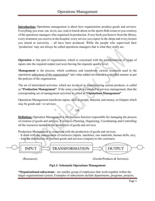 Operations management notes | PDF