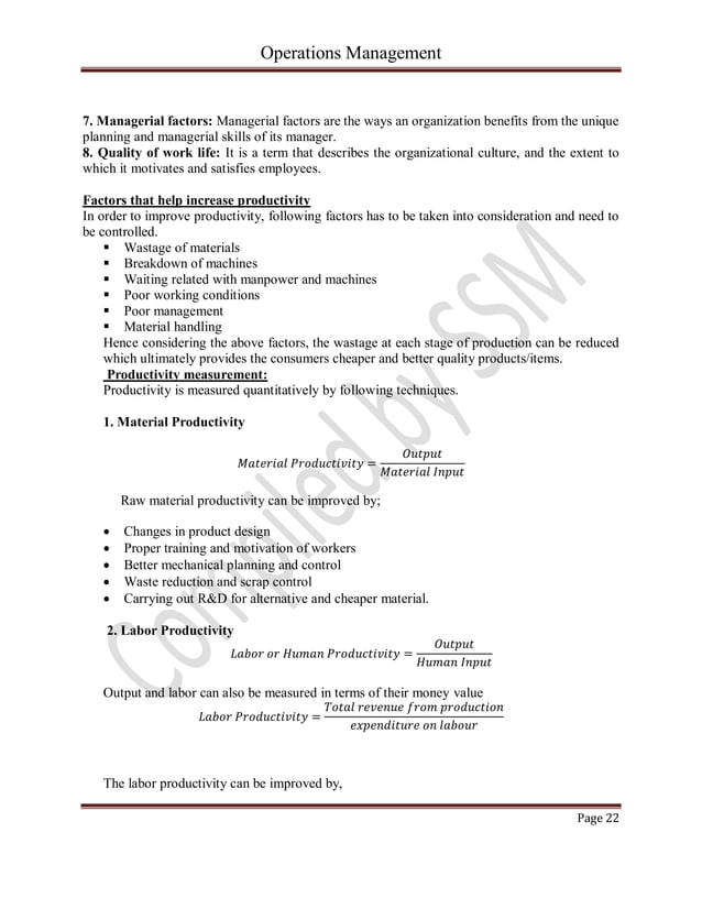 Operations management notes | PDF