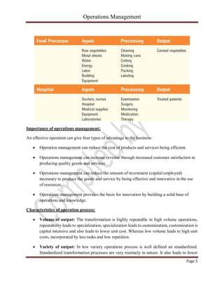 Operations management notes | PDF