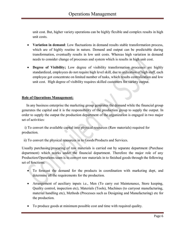 Operations management notes | PDF