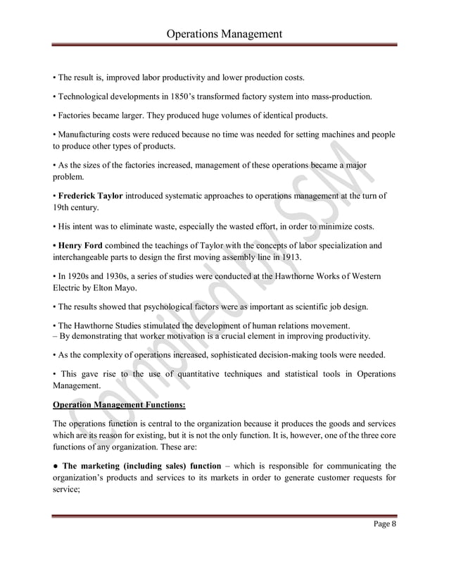 Operations management notes | PDF