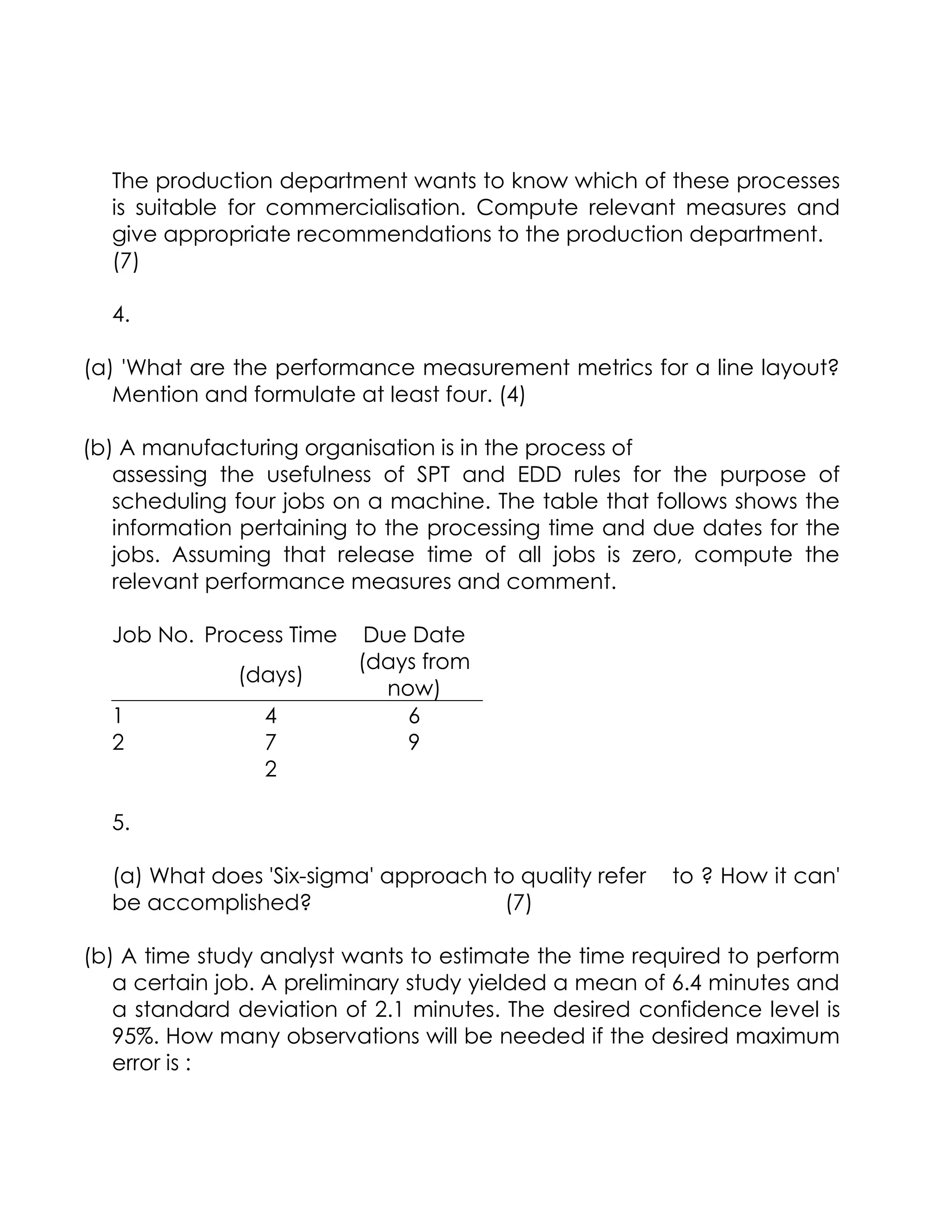 Operations management past papers | DOCX