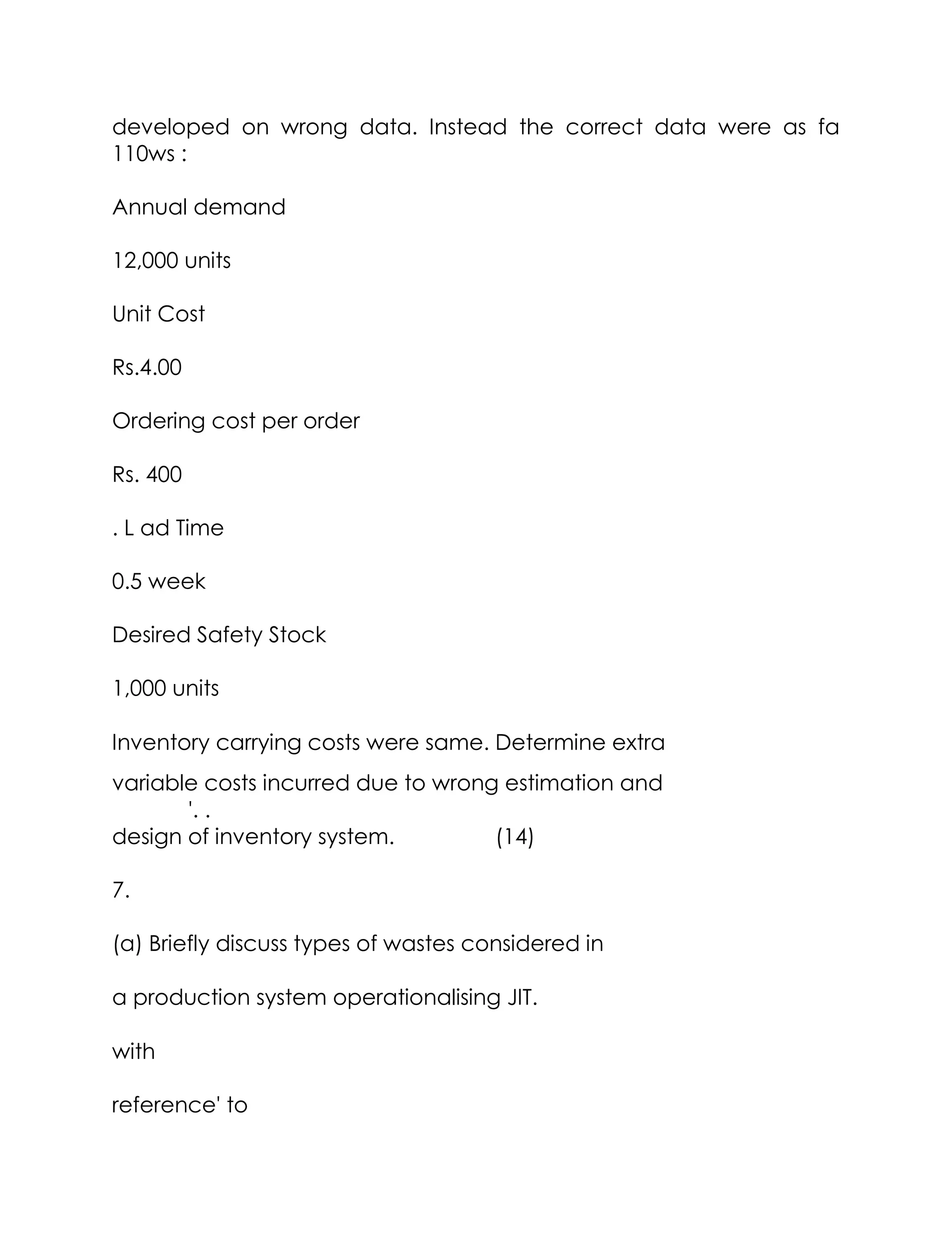 Operations management past papers | DOCX