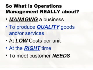 Operations Management Presentation | PPT