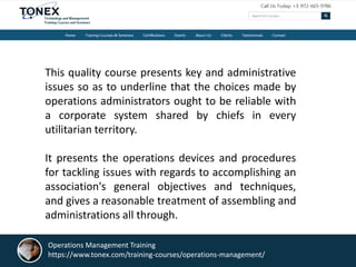 Operations management training | PPTX
