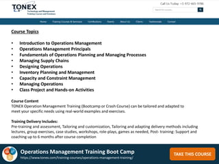 Operations Management Training Bootcamp | PPTX