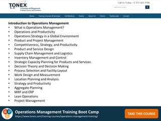 Operations Management Training Bootcamp | PPTX
