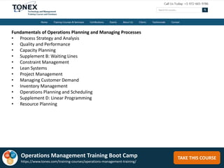 Operations Management Training Bootcamp | PPTX
