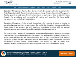 Operations Management Training Bootcamp | PPTX