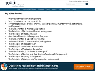 Operations Management Training Bootcamp | PPT