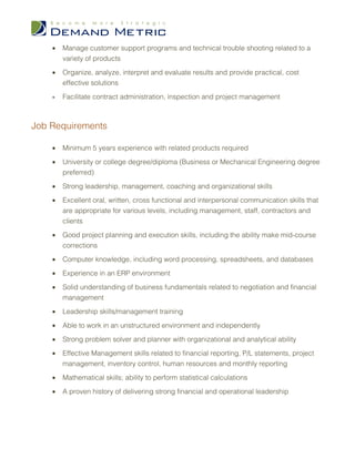 Operations Manager Job Description | DOC