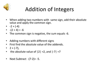 Operations Of Integers | PPTX