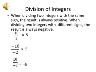 Operations Of Integers | PPTX