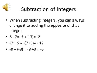Operations Of Integers | PPTX