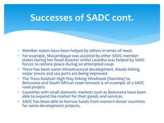 Successes and Challenges of SACU and SADC | PPTX