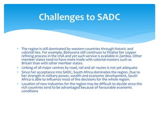 Successes and Challenges of SACU and SADC | PPTX