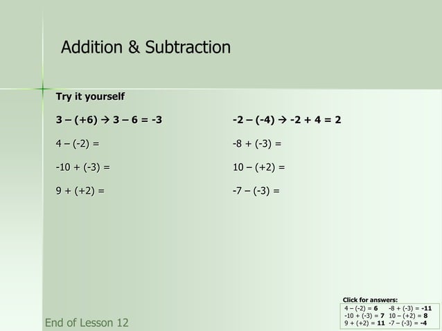 OPERATIONS ON INTEGERS.ppt | Games and Puzzles | Hobbies & Interests
