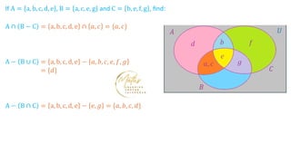 operations on sets (sets relations functions) | PPT
