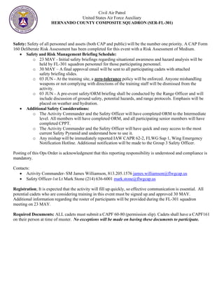 Sample Operations Order for NRA Marksmanship Training - Civil Air ...