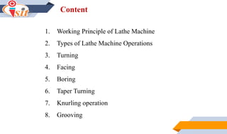 Operations Performed on Lathe machine like turning, facing, boring ...