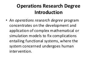 Operations Research Degree