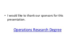Operations Research Degree