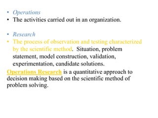 applications of operation research in business | PPTX | Computer ...