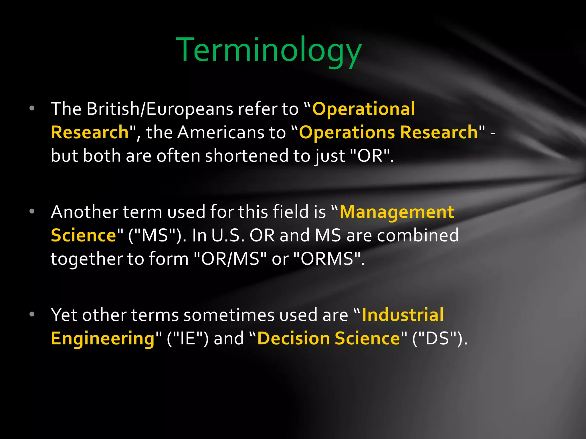 Operations research ppt | PPTX