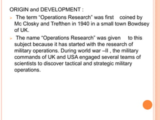 Operations Research ppt | PPTX