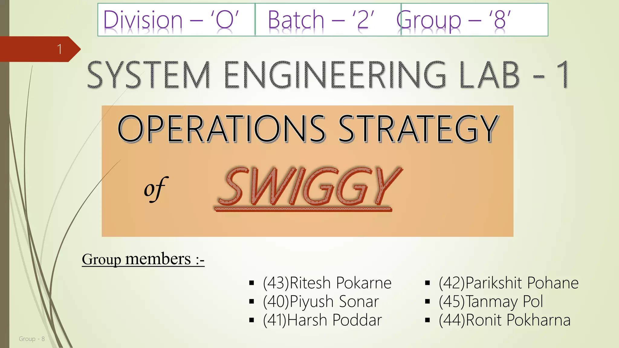 Operations strategy of Swiggy | PPTX